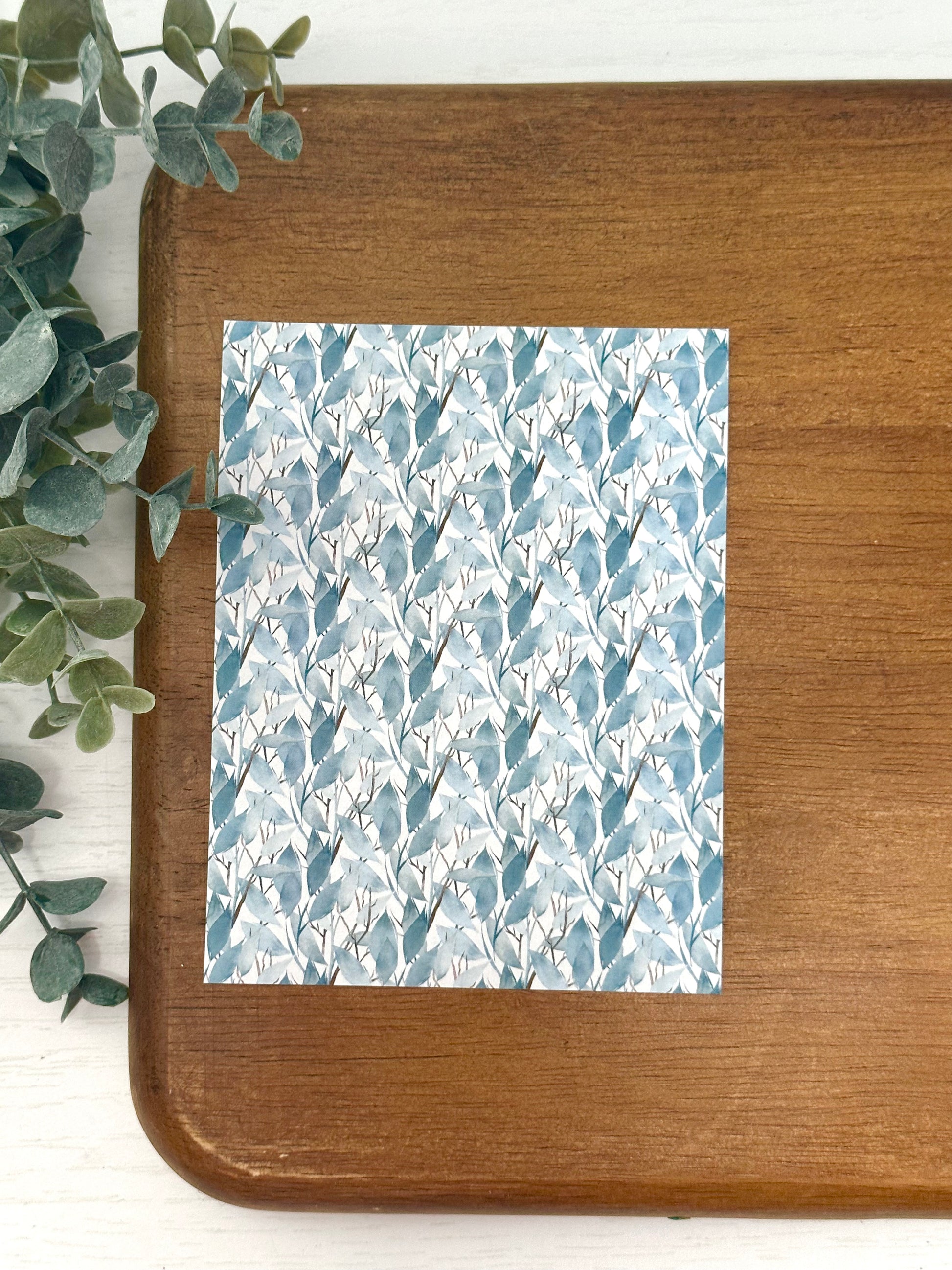 Blue Watercolor Leaves | WN10 | Image Transfer Paper – Bloom Mercantile